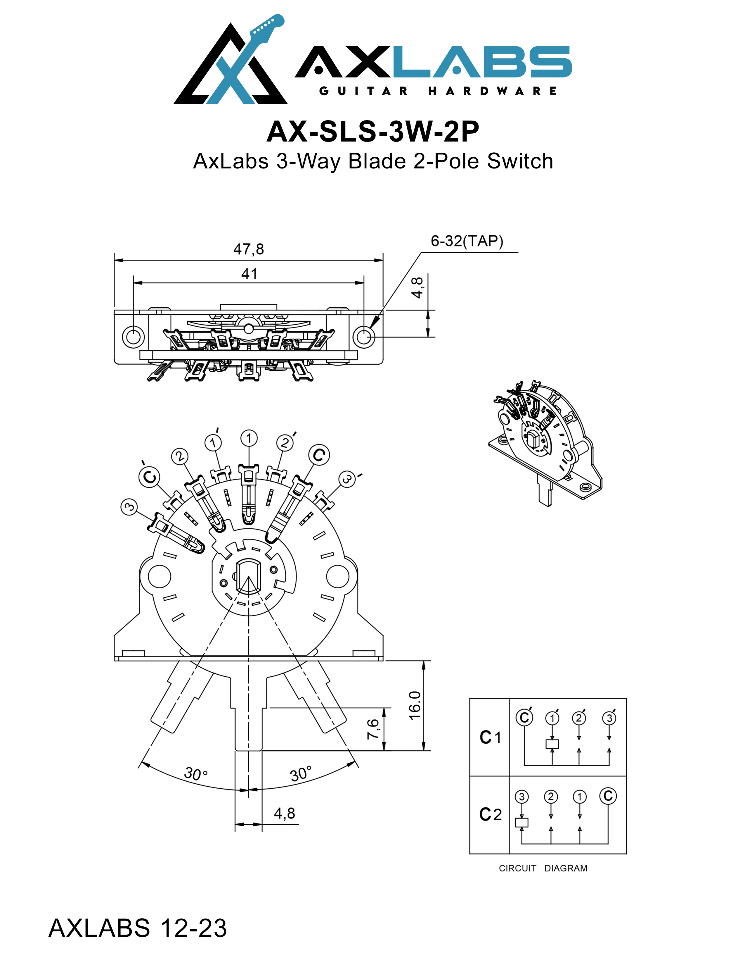 AxLabs 3-Way Lever Switch - StewMac