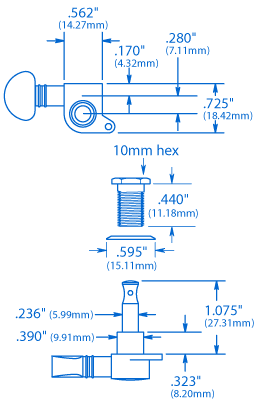 Grover Mini Rotomatics (205 Series) 3+3 Tuners - StewMac