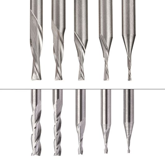 Carbide Upcut and Downcut Inlay Router Bits - Set of 10 - StewMac