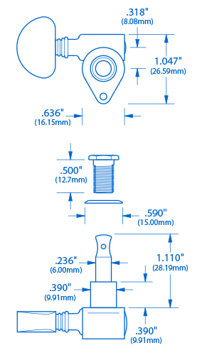 Grover "Milk Bottle" Rotomatic (102V Series) 3+3 Tuners - StewMac