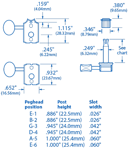 Gotoh Staggered-Height 6-In-Line Tuners - StewMac