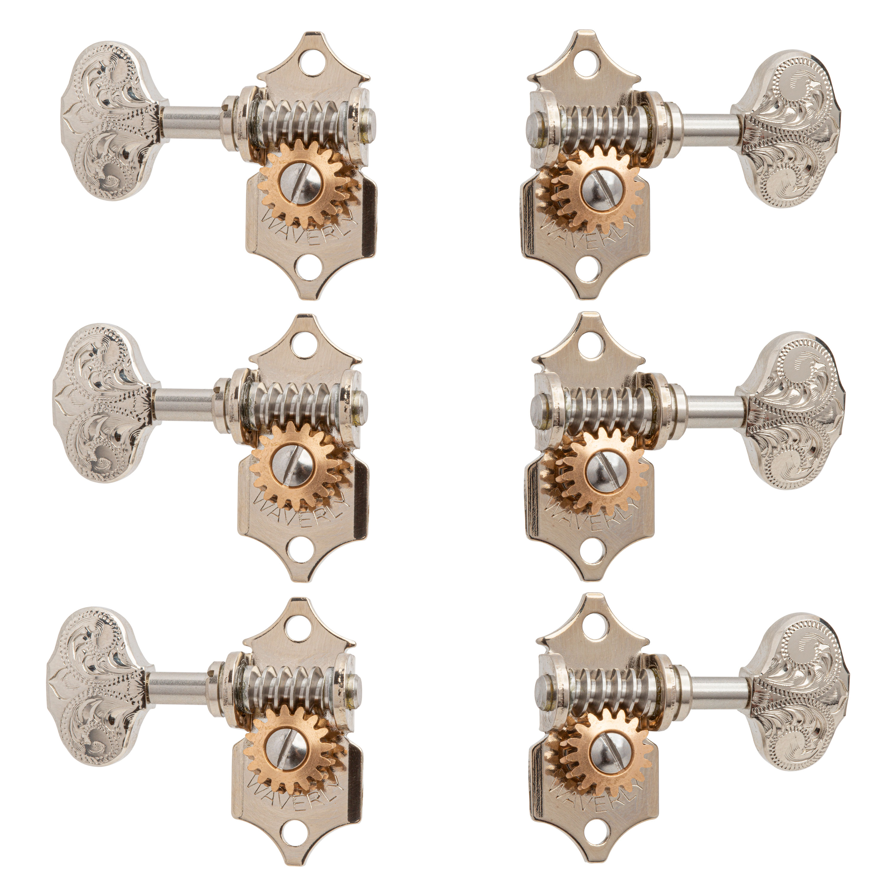 Waverly Guitar Tuners with Engraved Knobs for Slotted Pegheads - StewMac
