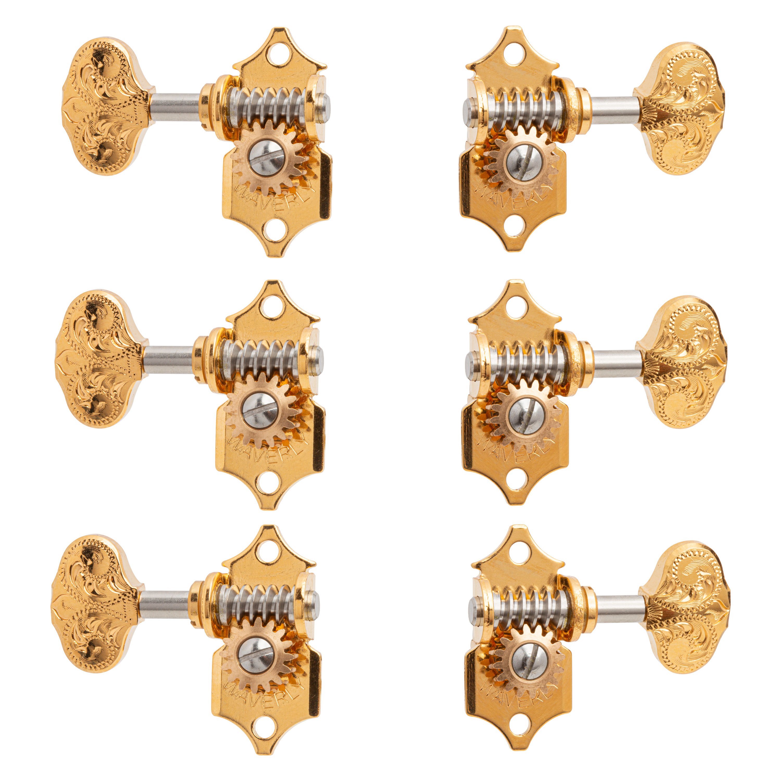 Waverly Guitar Tuners with Engraved Knobs for Slotted Pegheads - StewMac