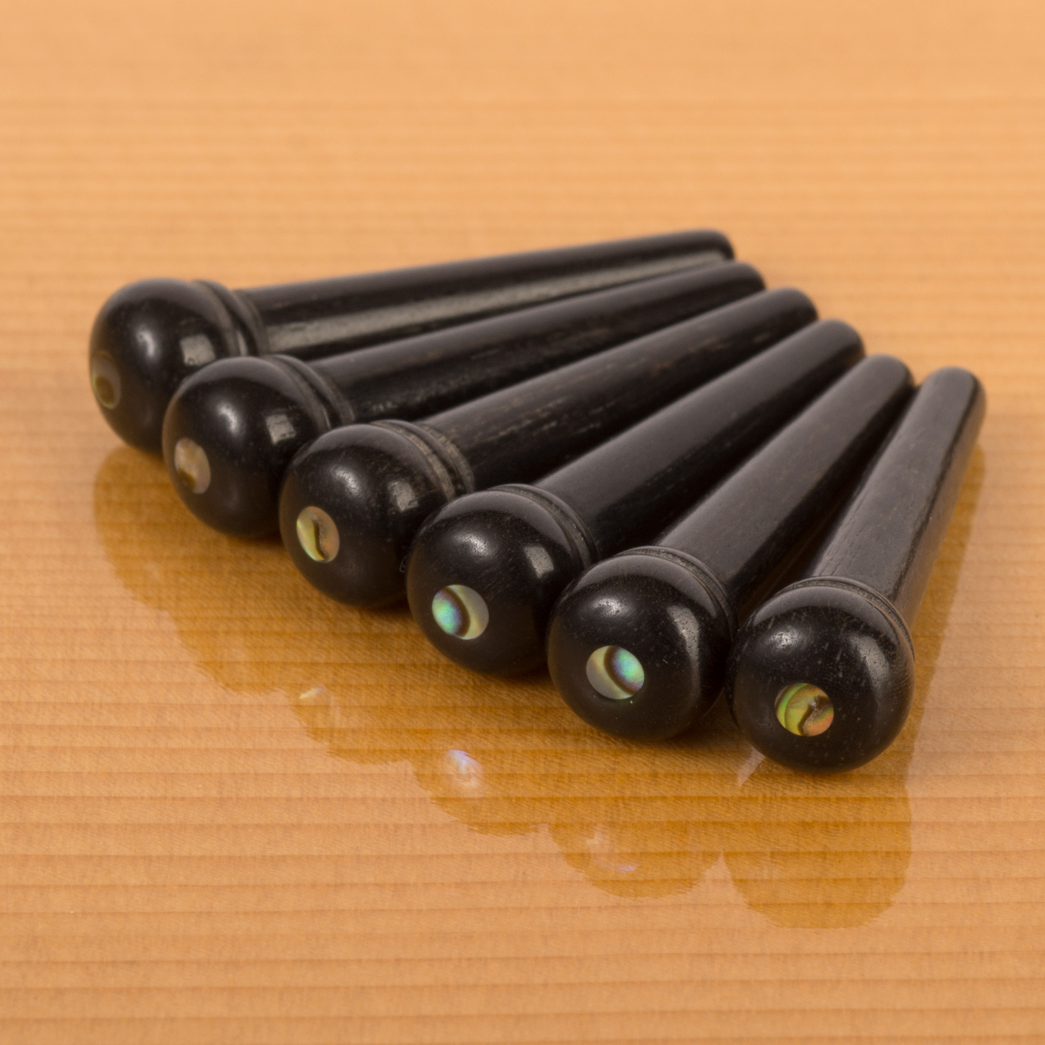 Waverly Ebony Bridge Pins with Shell Inlay - StewMac