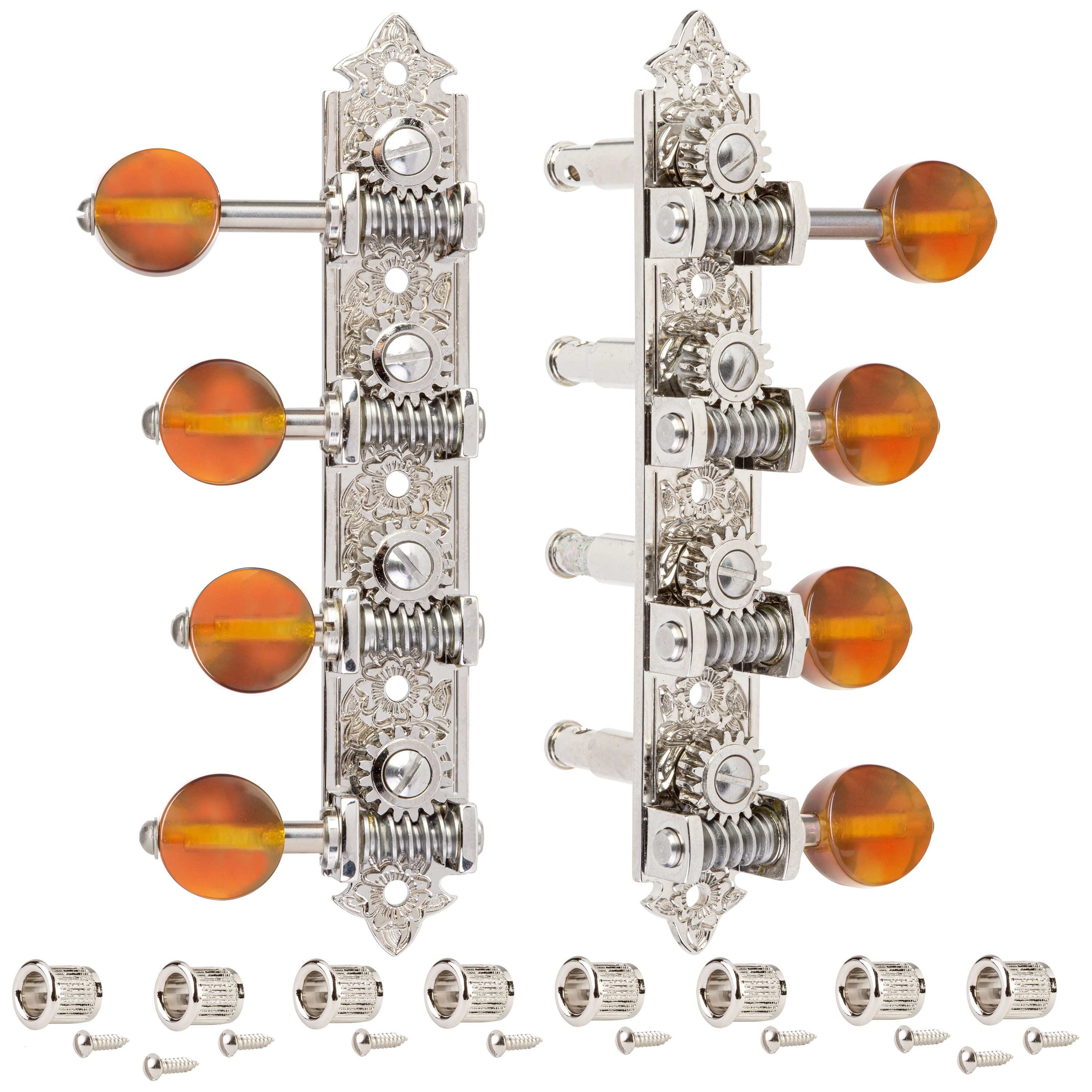 Waverly F-style Mandolin Machines with Amber Knobs - StewMac