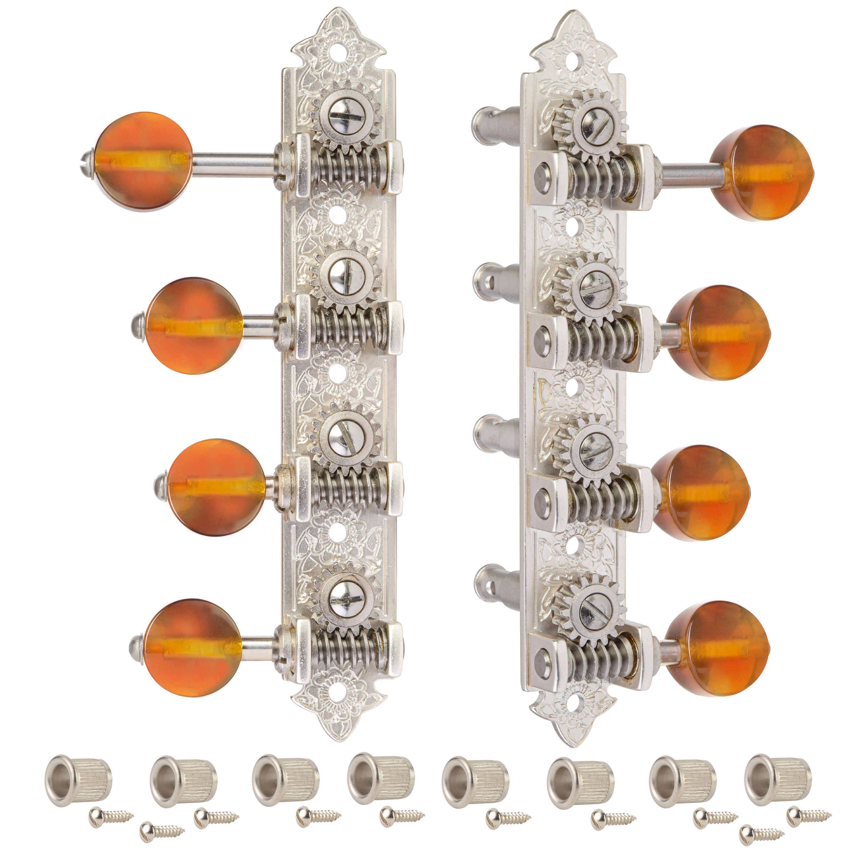 Waverly F-style Mandolin Machines with Amber Knobs - StewMac