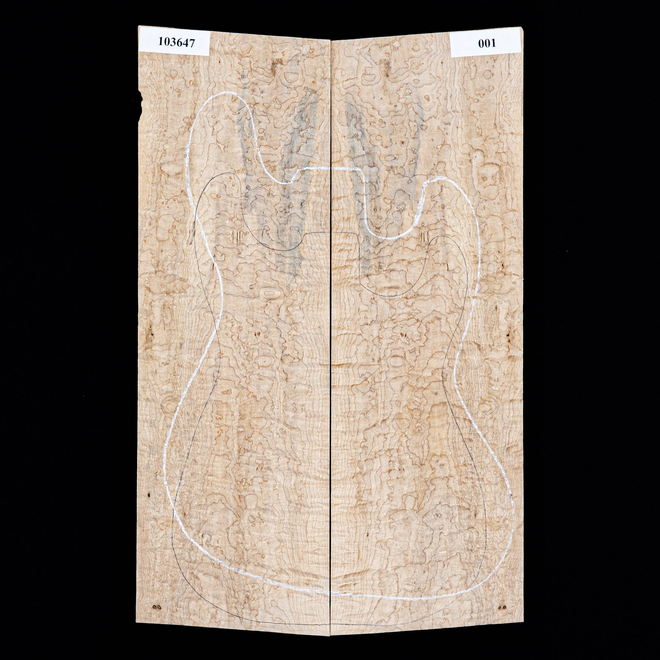 Blister Quilted Maple Drop Top with Color Streaks - 001 - StewMac