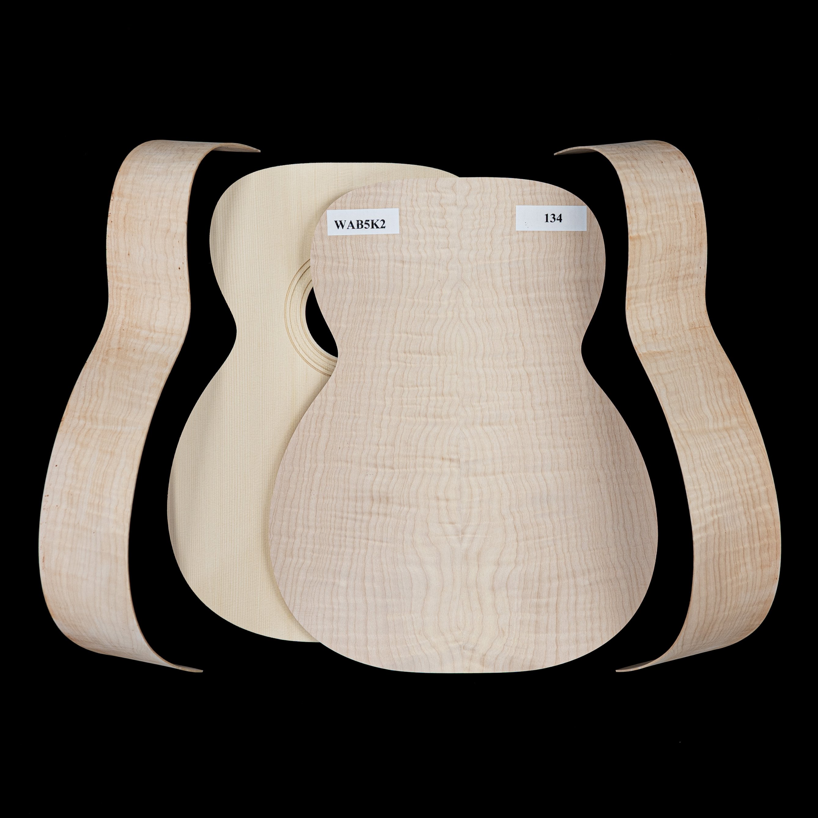 WoodStax Flame Maple OM Guitar Kit, Bolt-on Neck - 134 - StewMac