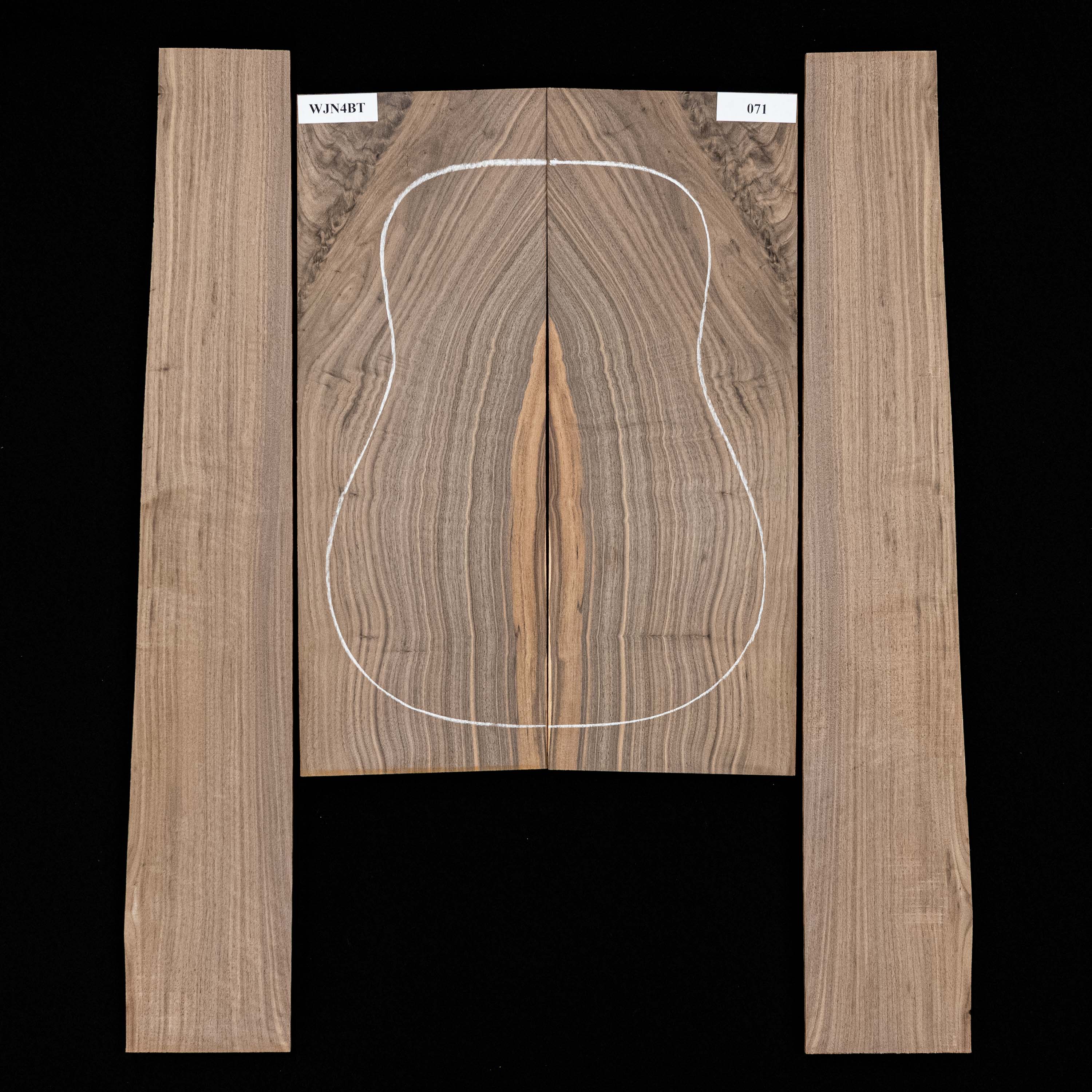 Flame Black Walnut Back + Side Set - 071 - StewMac