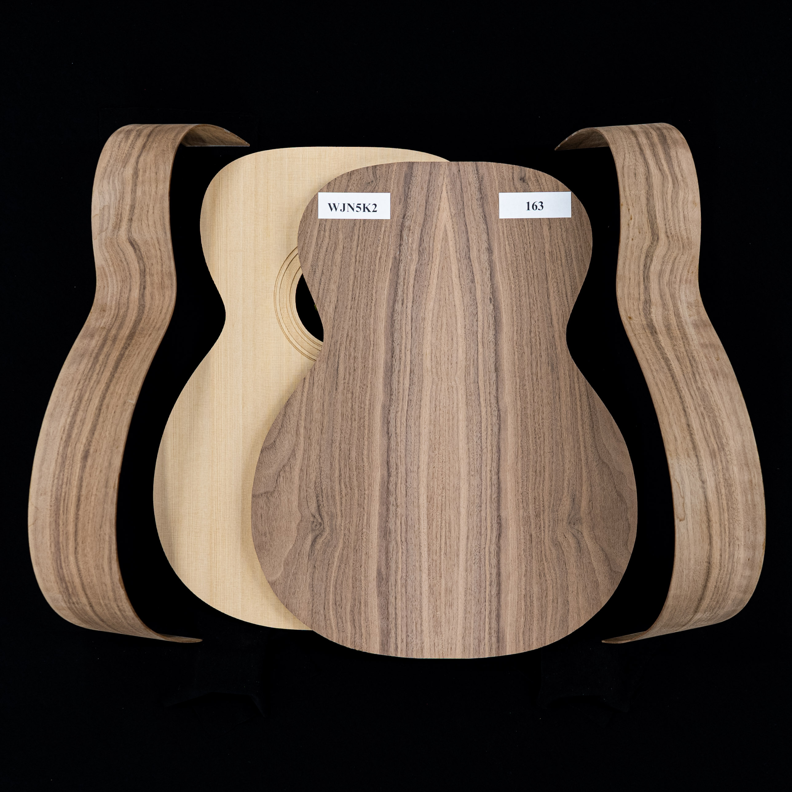 WoodStax Flame Walnut OM Guitar Kit, Bolt-on Neck - 163 - StewMac