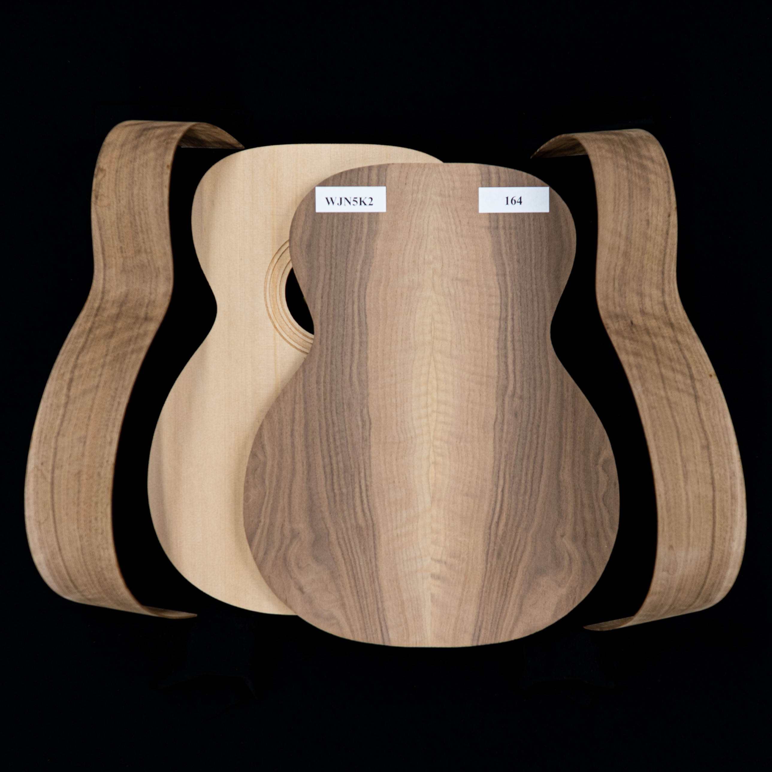 WoodStax Flame Walnut OM Guitar Kit, Bolt-on Neck - 164 - StewMac