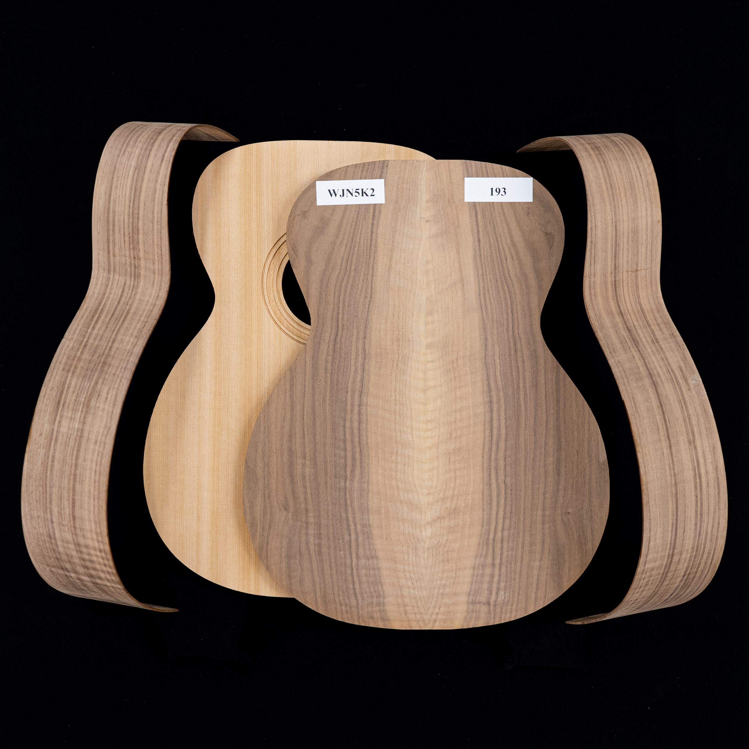 WoodStax Flame Walnut OM Guitar Kit, Bolt-on Neck - 193 - StewMac