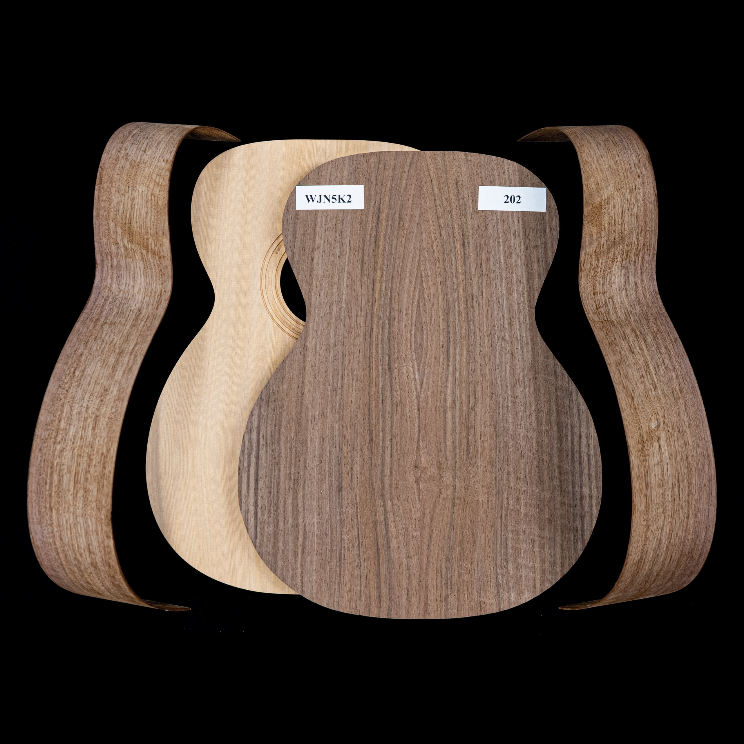 WoodStax Flame Walnut OM Guitar Kit, Bolt-on Neck - 202 - StewMac