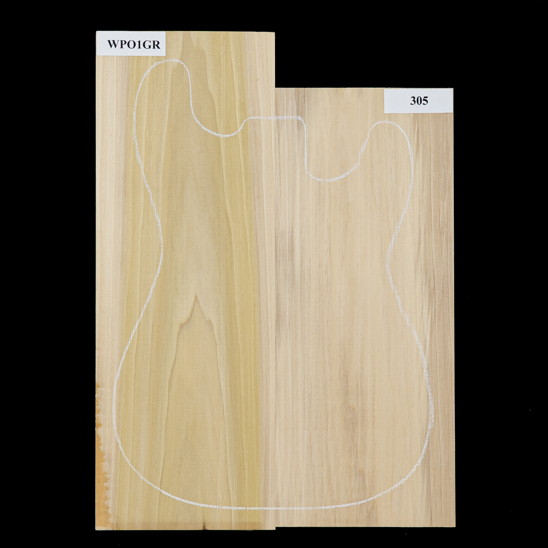 Poplar Body Blank, 2-Piece (10.2 lb) - 305 - StewMac