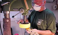 Using a foam buffer in a hand drill on Junior Brown Guit-Steels ® - StewMac