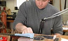 Using fret polishing wheels on a flex shaft - StewMac