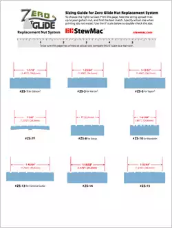 Zero Glide Nuts Sizing Sheet - StewMac