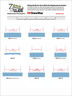Zero Glide Nuts Sizing Sheet - StewMac